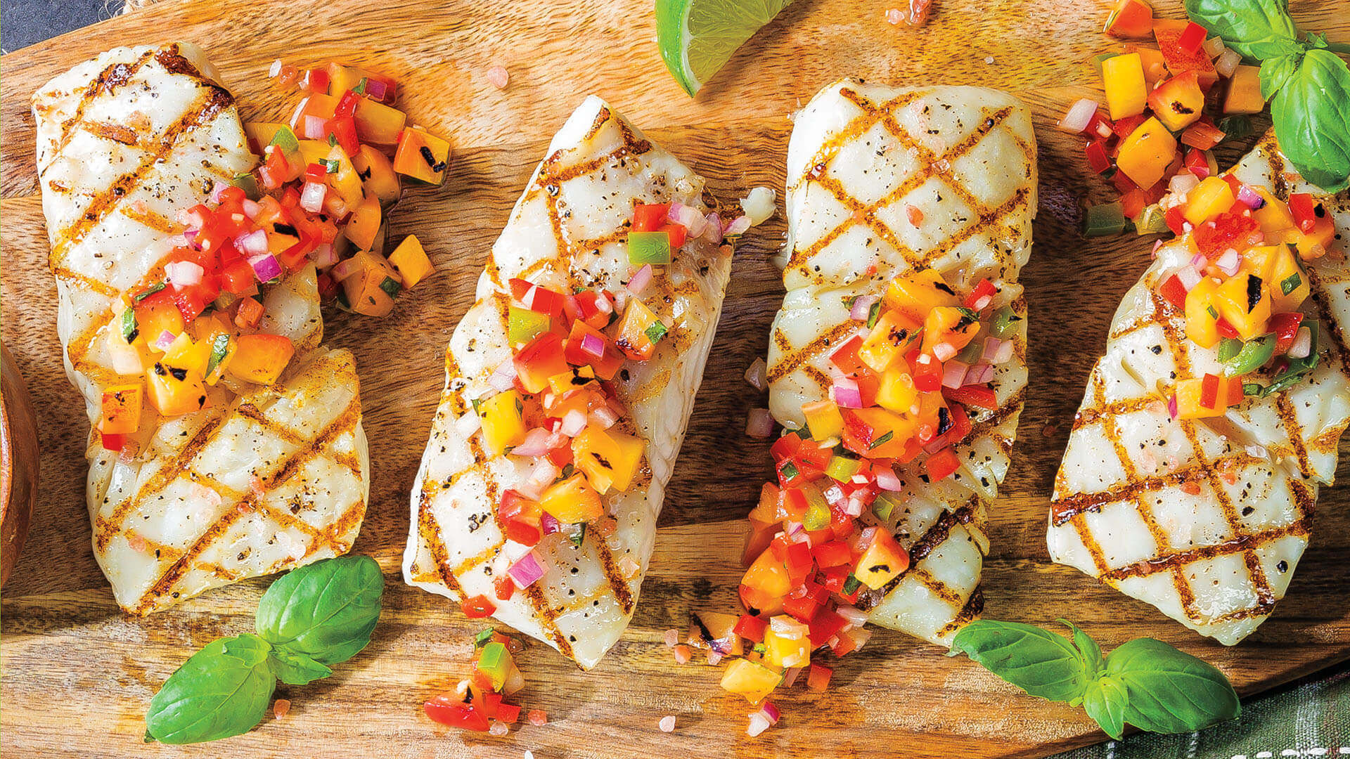 Grilled Halibut with Jalapeño-Peach Relish | Recipe | Roche Bros.