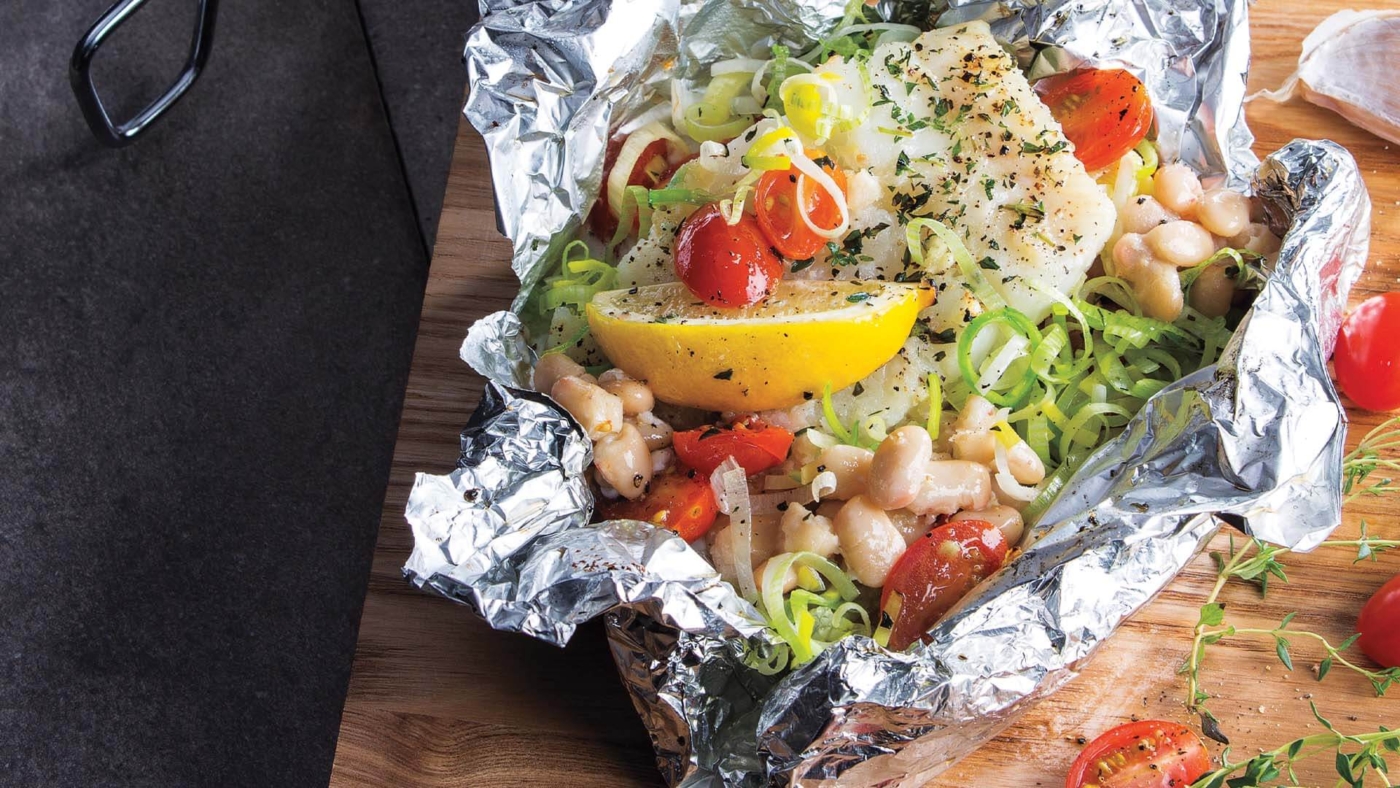Grilled Cod, White Bean & Tomato Packets | Recipe | Roche Bros.