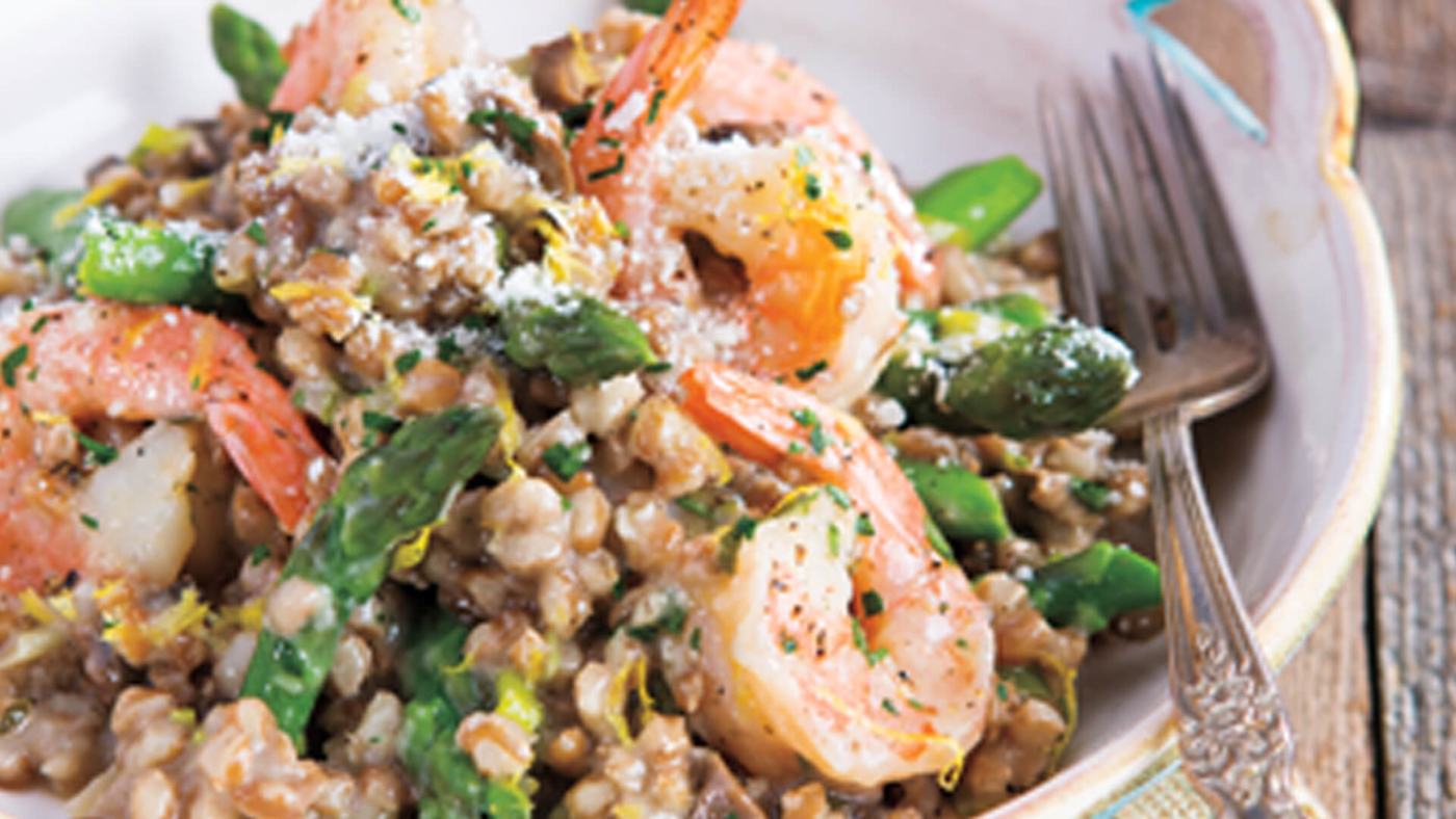 Slow Cooker Shrimp, Asparagus & Mushroom Farro Risotto | Recipe | Roche ...