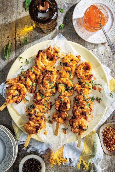 Apricot-Basil Grilled Shrimp Skewers - Roche Bros